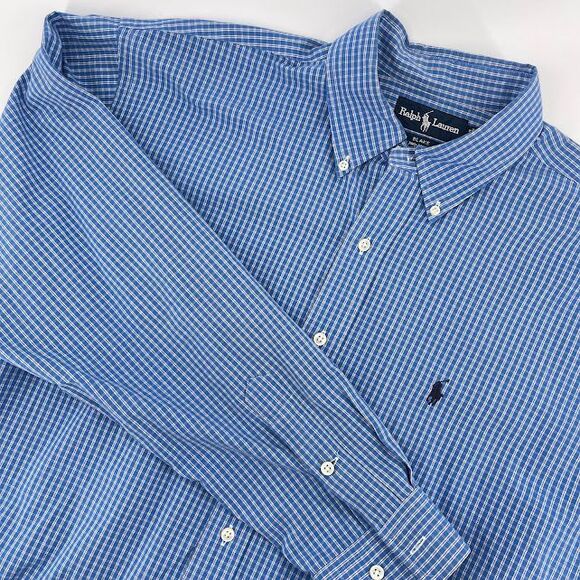 Ralph Lauren | Shirts | Ralph Lauren Blake Twoply Cotton Blue Checkered ...